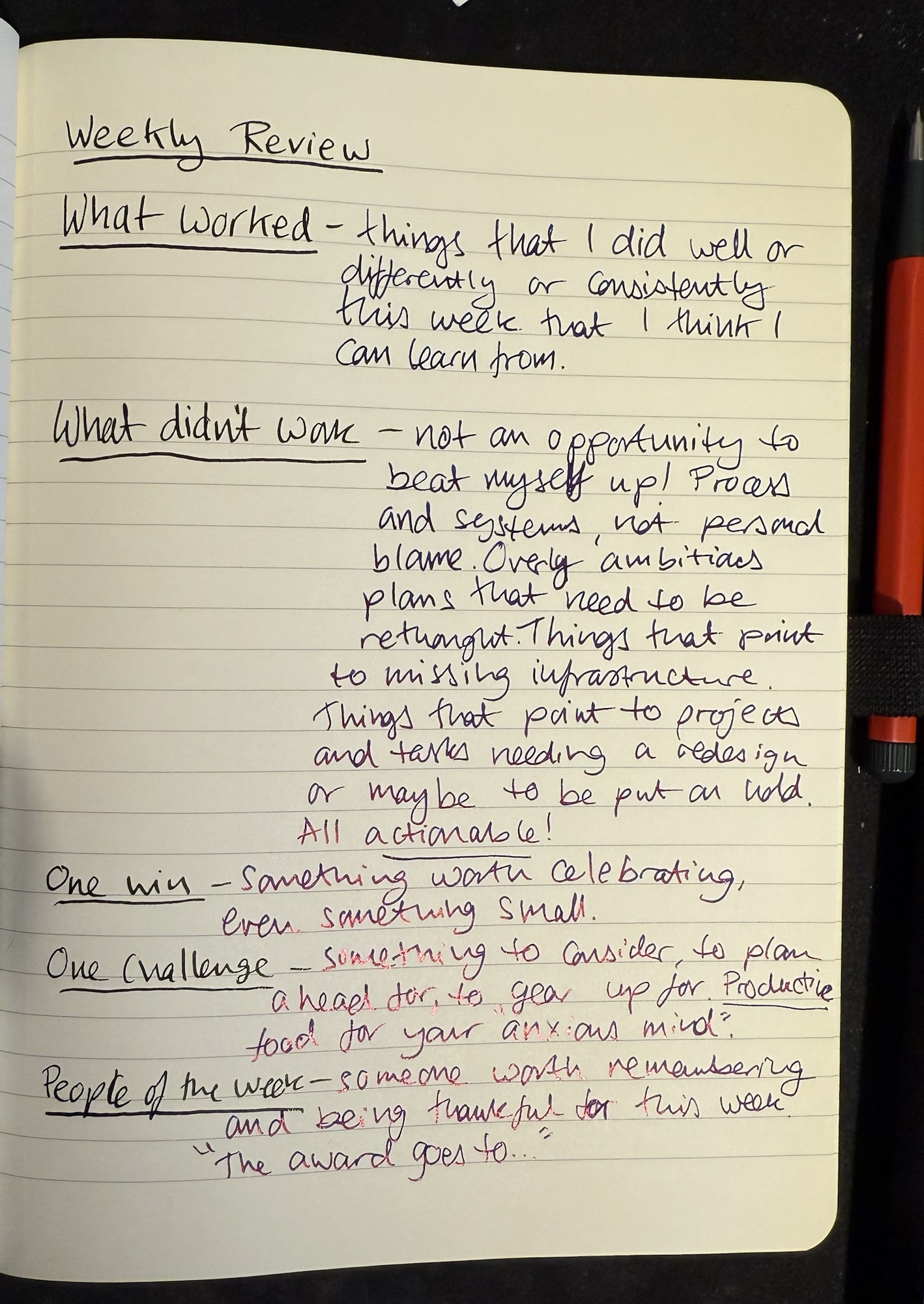 My New Weekly Review Format – Writing at Large